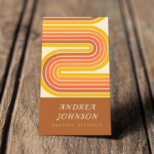 Retro 60s 70s Geometric Rainbow Sixties Waves Business Card | Zazzle