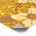 Retro 60s/70s Orange & Olive Green Floral Poster | Zazzle