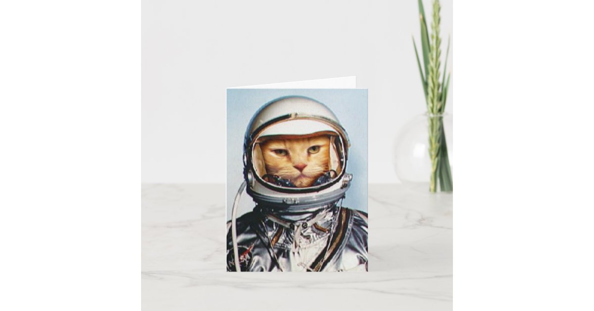 Retro 60s Astronaut Cat Card | Zazzle