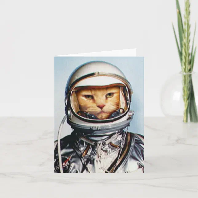 Retro 60s Astronaut Cat Card | Zazzle