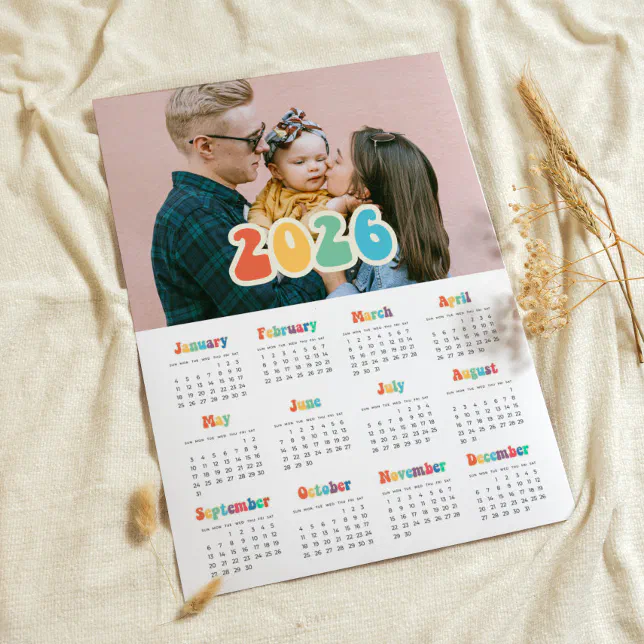 Retro 60s Hippie 2026 photo calendar Poster | Zazzle