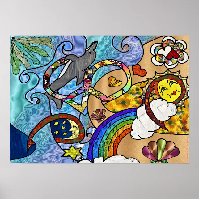 Retro 60s Psychedelic At The Beach Print Poster | Zazzle
