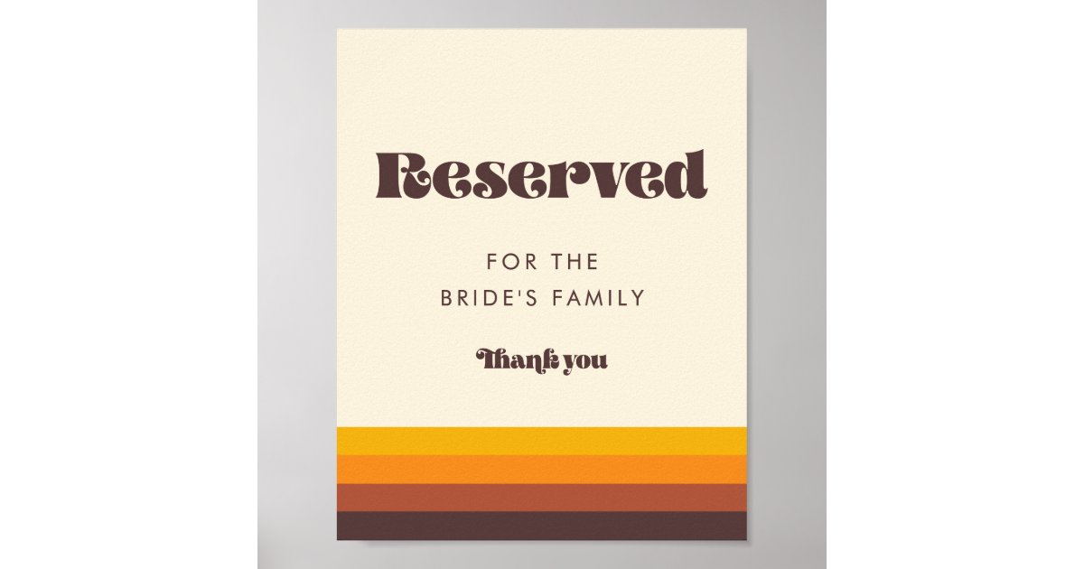 Retro 60s Vintage Wedding Reserved Sign | Zazzle
