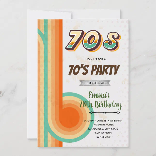 Retro 70s birthday theme Invitation | Zazzle