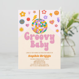 Retro 70's Disco Ball Groovy Baby Baby Shower Invitation | Zazzle