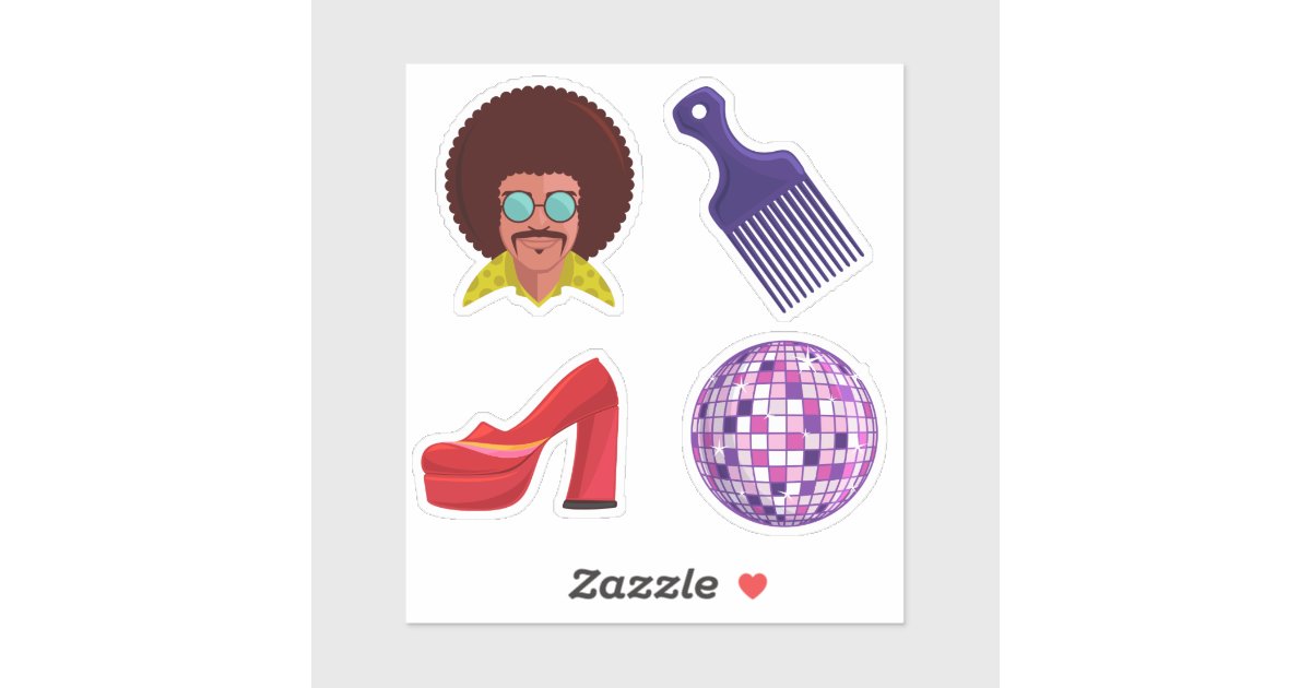 Retro 70's Disco Themed Custom-Cut Vinyl Stickers | Zazzle