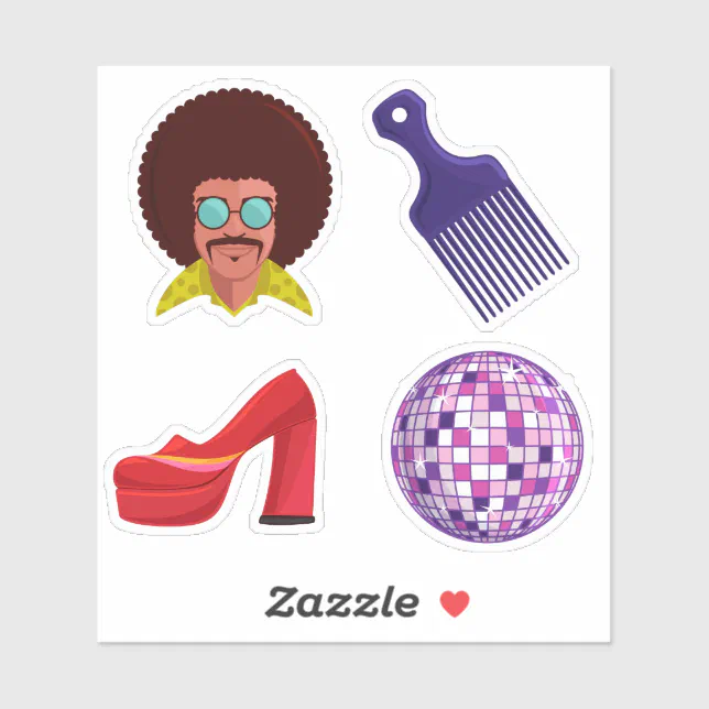 Retro 70's Disco Themed Custom-Cut Vinyl Stickers | Zazzle