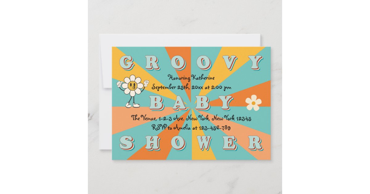Retro 70s Groovy Baby Shower Invitation | Zazzle