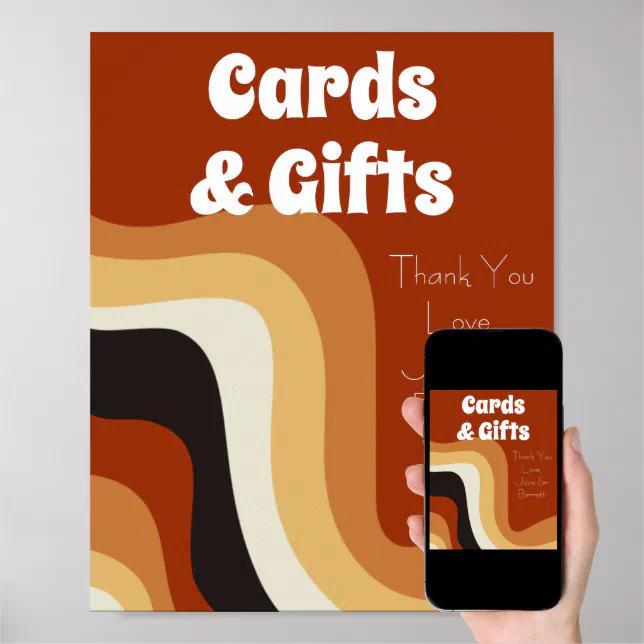 Retro 70s Groovy Boho Wedding Cards and Gifts Poster | Zazzle