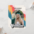 Retro 70s Groovy Modern Arch Photo Graduation Invitation | Zazzle