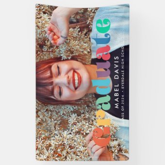Retro 70s Photo graduation celebration Graduate Banner | Zazzle