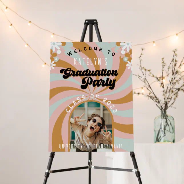 Retro 70s Photo Graduation Party Welcome Sign | Zazzle