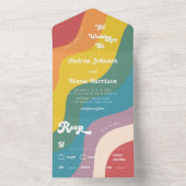 Retro 70s Rainbow Waves LGBTQ Gay Pride Wedding All In One Invitation ...
