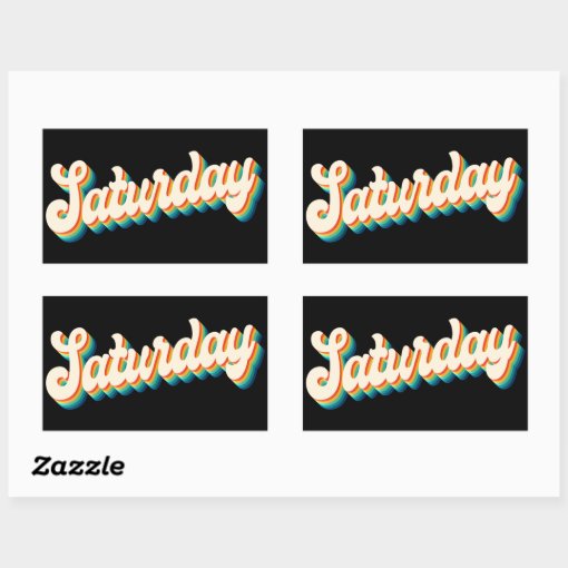 Retro 70s Saturday Weekend Disco Party Logo Rectangular Sticker | Zazzle