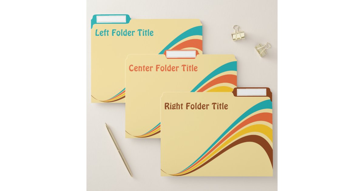 Retro 70's Stripes File Folder | Zazzle