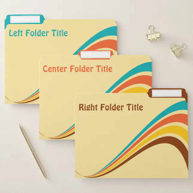 Retro 70's Stripes File Folder | Zazzle