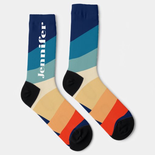 Retro 70s Stripes Personalized name Socks | Zazzle