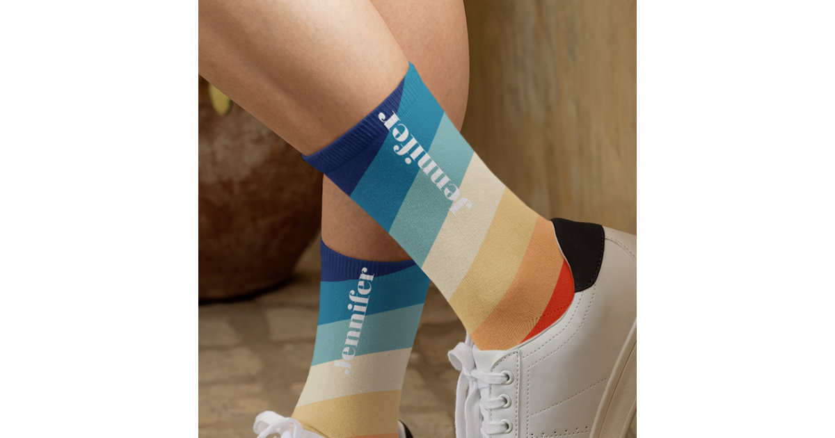 Retro 70s Stripes Personalized name Socks | Zazzle