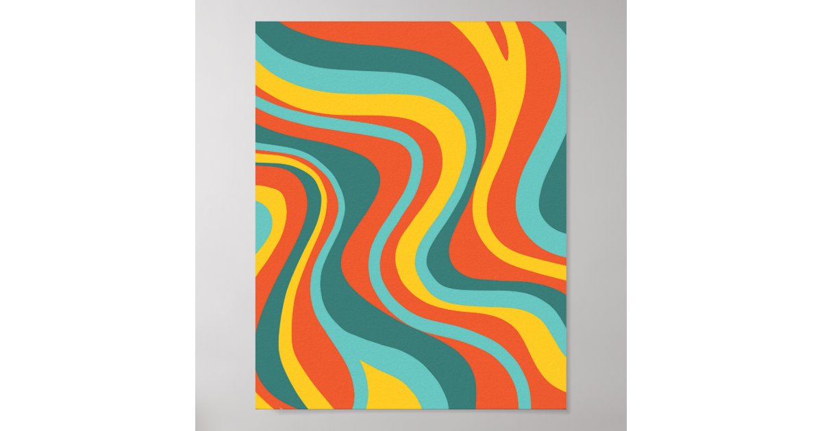Retro 70s swirls background poster | Zazzle