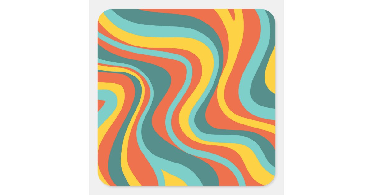 Retro 70s swirls background square sticker | Zazzle