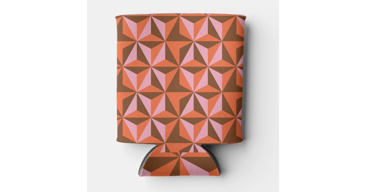 Retro 70's: Vintage Pattern Background Can Cooler | Zazzle