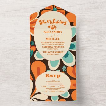 Retro 70s Wedding All In One Invitation | Zazzle