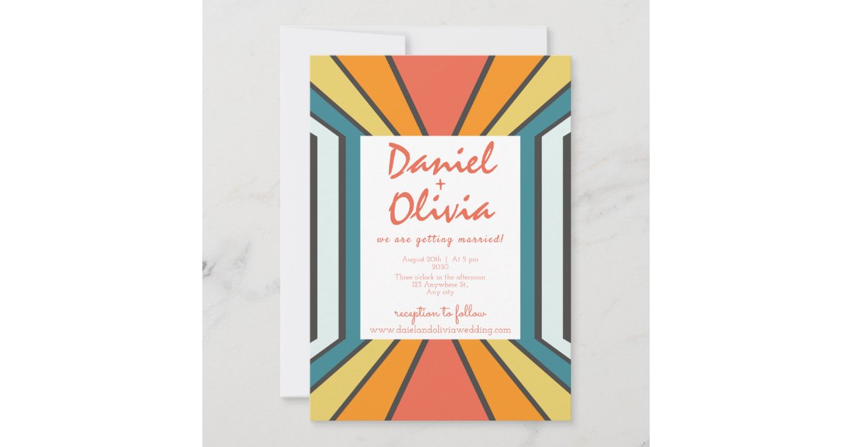 Retro 70s with QR/Photo Wedding Invitation | Zazzle