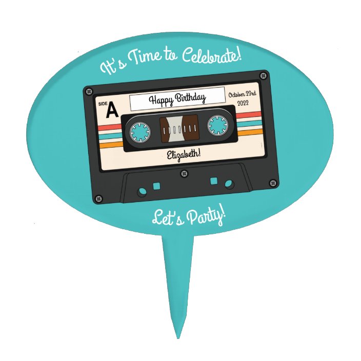 Retro 80's 90's Cassette Tape Music Birthday Party Cake Topper | Zazzle.com
