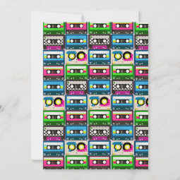 Retro 80s 90s Funky Neon Cassette Tape Birthday Invitation | Zazzle