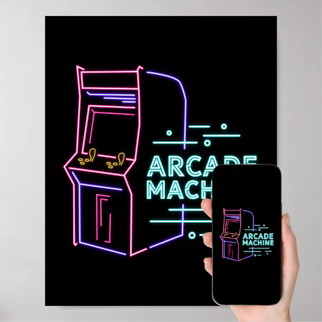 Retro 80s 90s Neon Arcade Machine Arcade Cabinet Poster | Zazzle