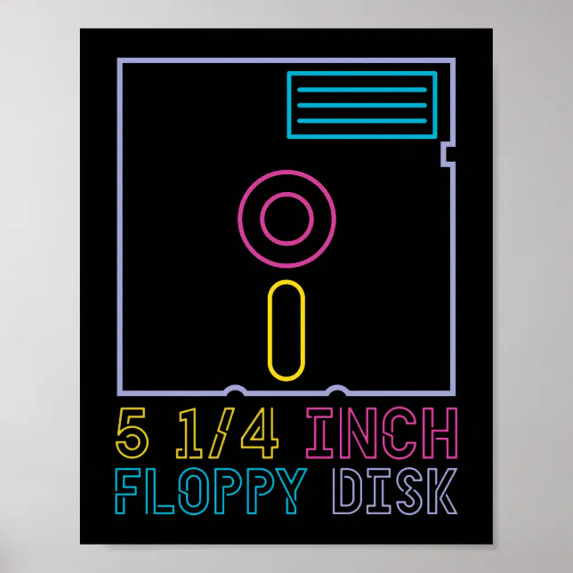 Retro 80s 90s Neon Floppy Disk Poster | Zazzle