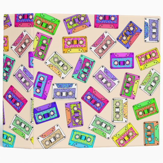 Retro 80's 90's Neon Patterned Cassette Tapes Binder | Zazzle.com