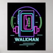Retro 80s 90s Neon Walkman Poster | Zazzle