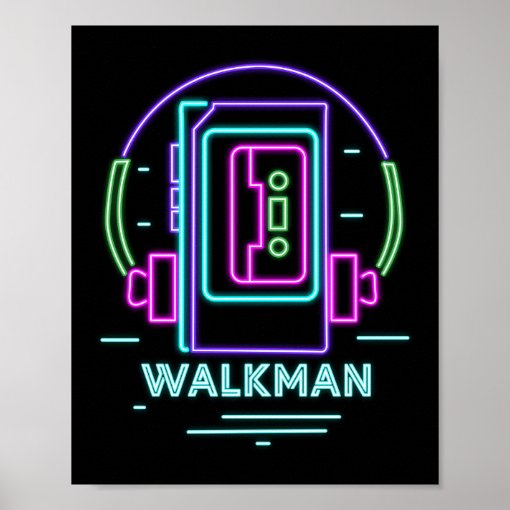 Retro 80s 90s Neon Walkman Poster | Zazzle