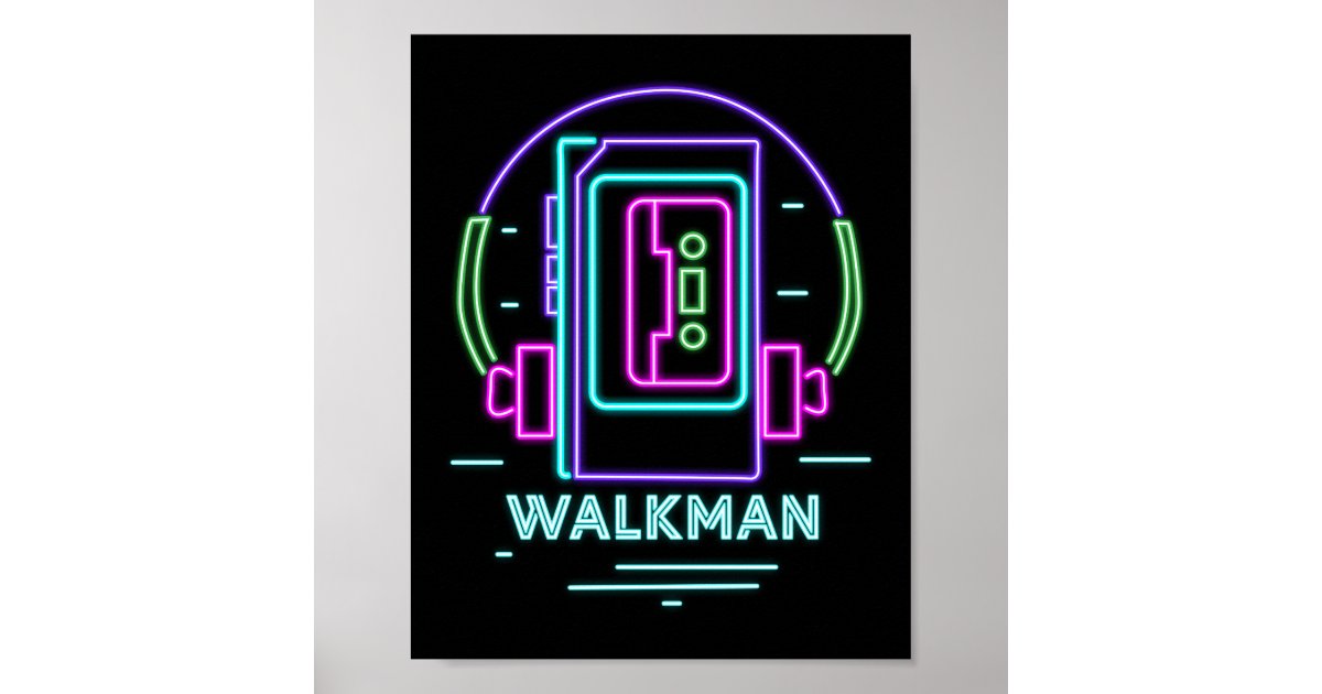 Retro 80s 90s Neon Walkman Poster | Zazzle