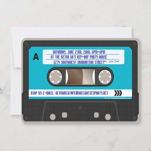 Retro 80's Cassette Tape Graduation Party Invitation | Zazzle