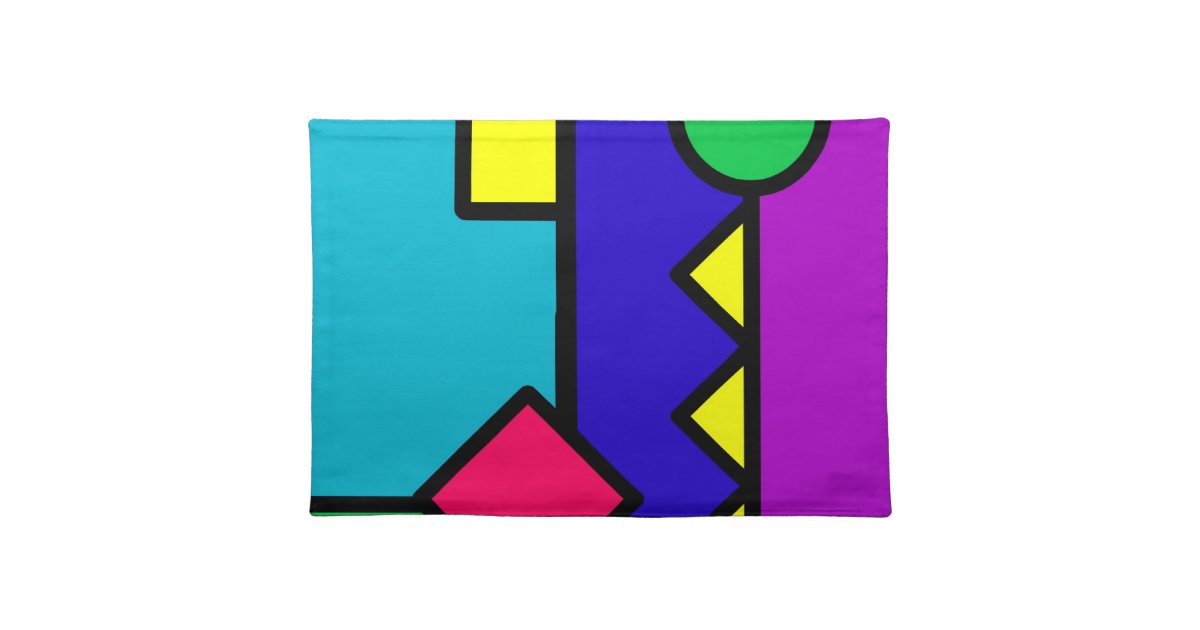 Retro 80s Color Block Placemat | Zazzle