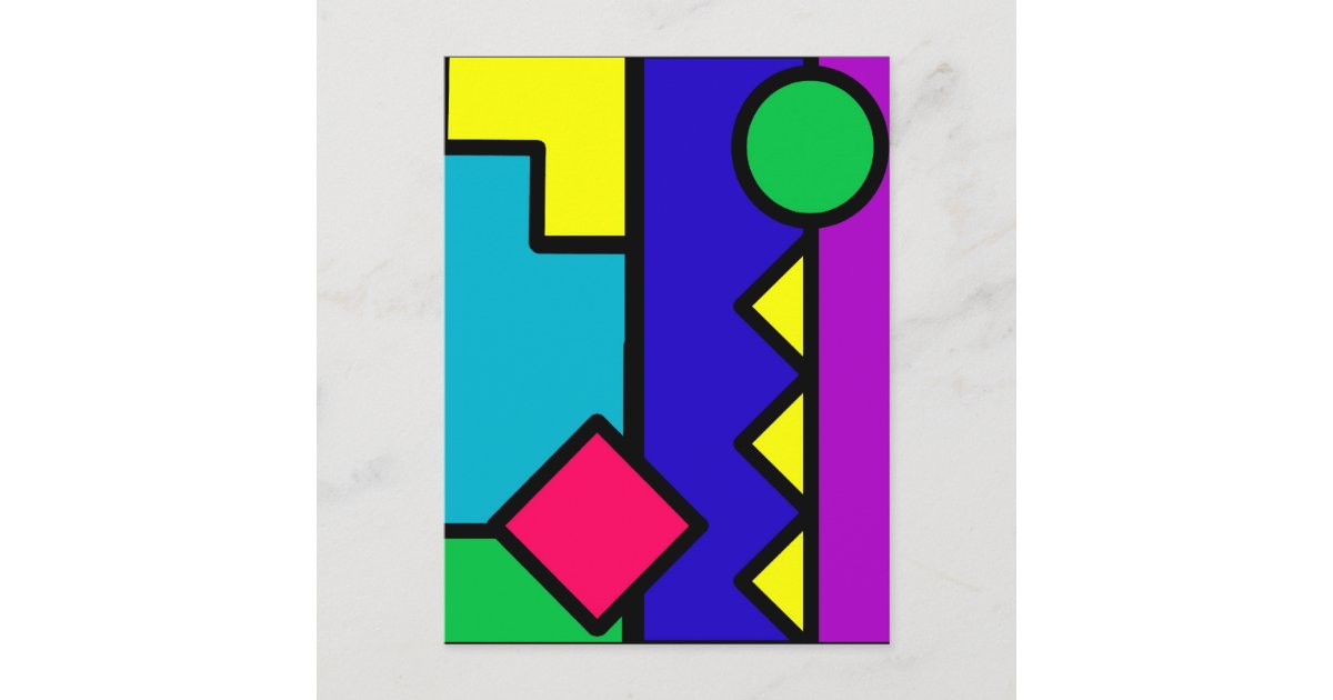 Retro 80s Color Block Postcard | Zazzle