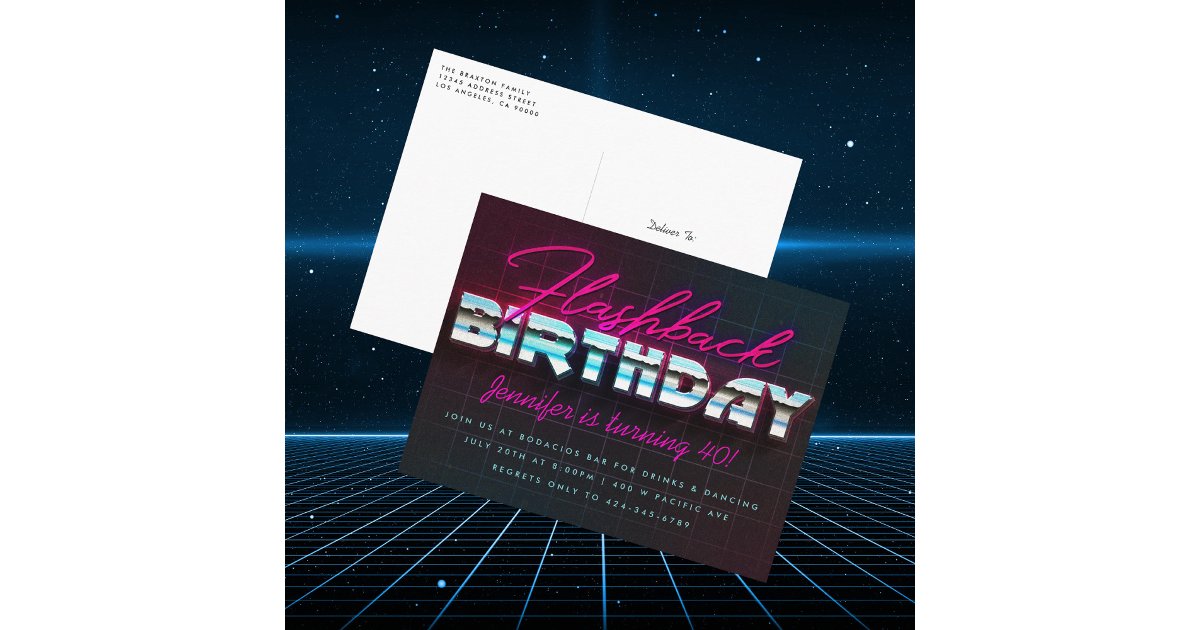 Retro 80s Flashback Birthday Announcement Postcard | Zazzle