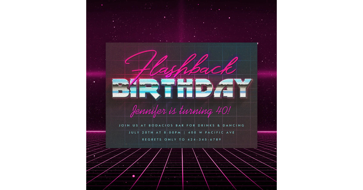Retro 80s Flashback Birthday Party Invitation | Zazzle