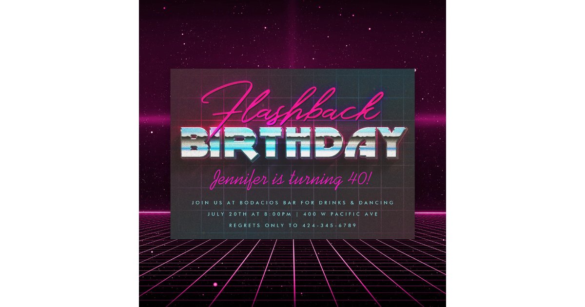 Retro 80s Flashback Birthday Party Invitation | Zazzle