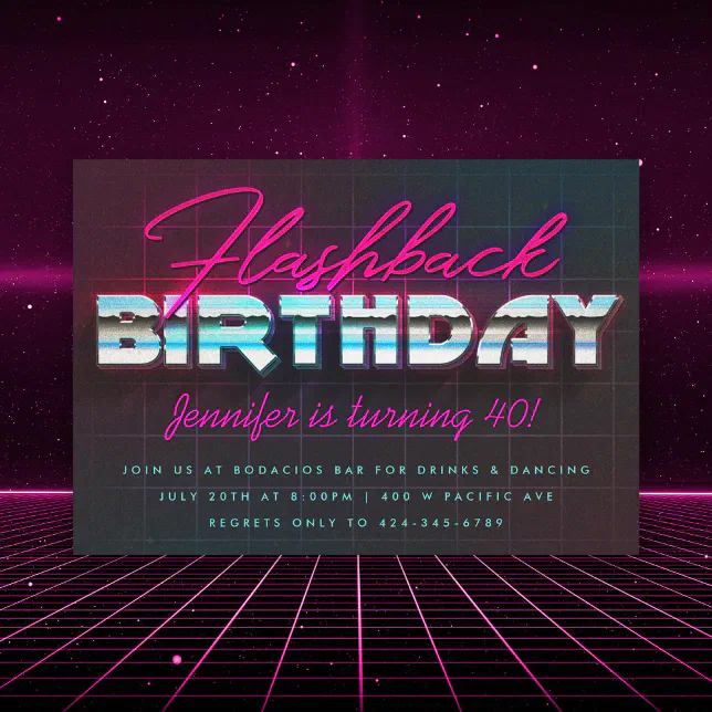Retro 80s Flashback Birthday Party Invitation | Zazzle