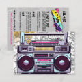 Retro 80's Hip Hop Gold Boombox Wedding Details Enclosure Card | Zazzle
