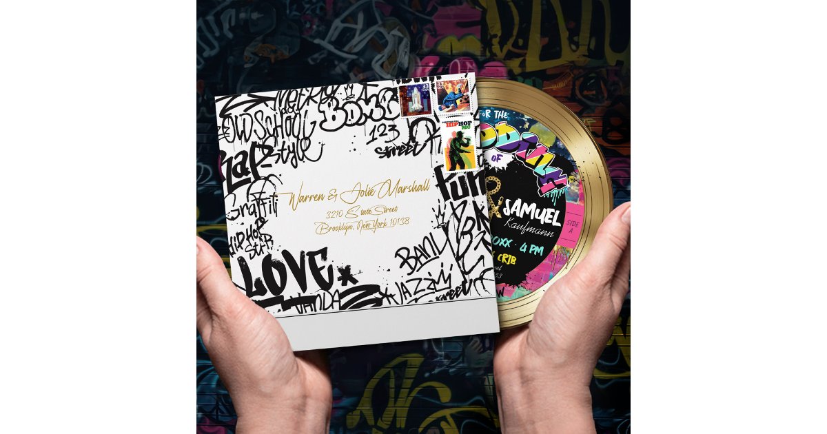 Retro 80s Hip Hop Graffiti Wedding Invite Envelope | Zazzle