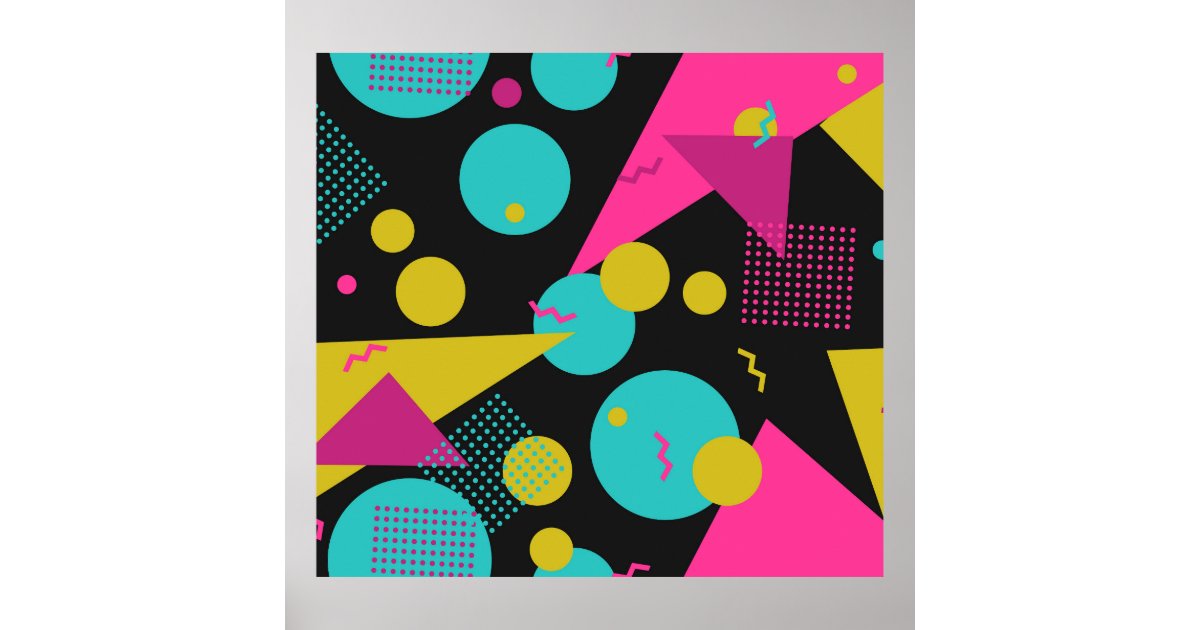Retro 80s Memphis Geometric Design Poster | Zazzle