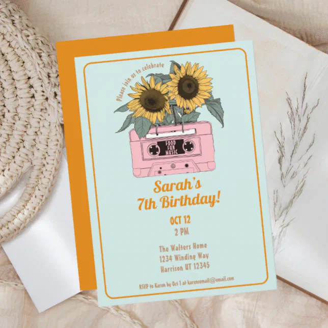 Retro 80s Music Girls Birthday Invitation | Zazzle