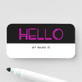 Retro 80s neon lights Hello my name is Dry erase Name Tag | Zazzle