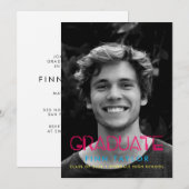 Retro 80s neon lights Photo graduation Announcement | Zazzle