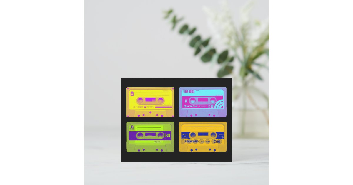 Retro 80s Pop Art Cassette Tapes Postcard | Zazzle