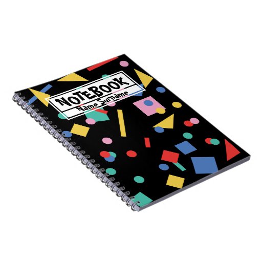 Retro 80s pop art geometric shapes notebook | Zazzle